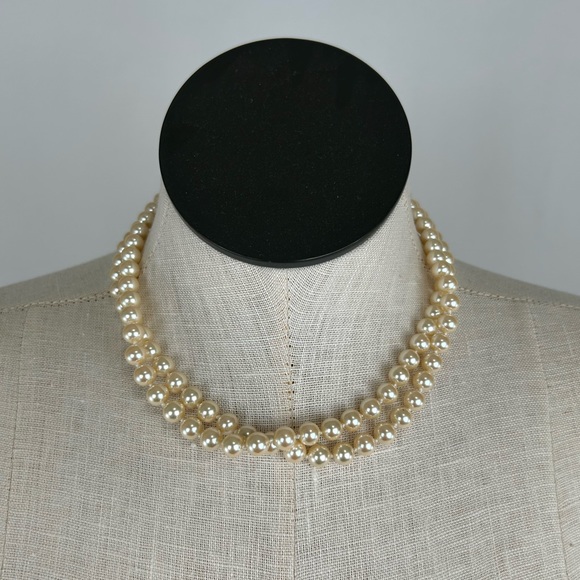 Vintage | Jewelry | Vintage 8s Cream Glass Faux Pearls Beaded Long ...